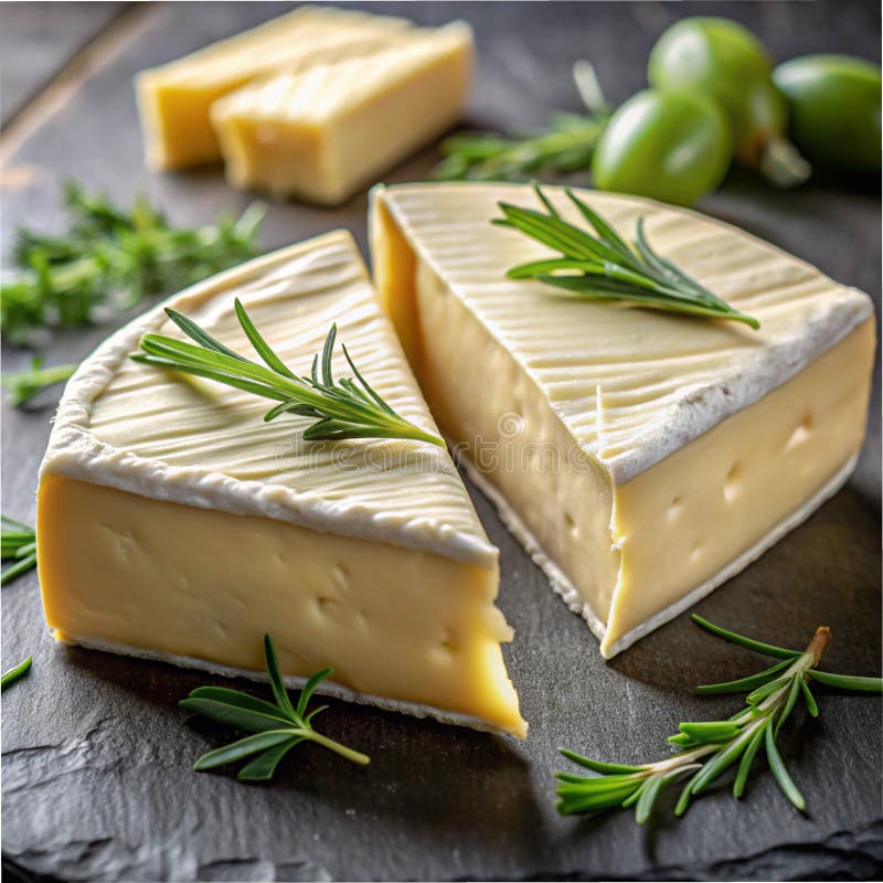 A Split View of Creamy Brie Slices and Sharp Parmesan Dices Stock ...