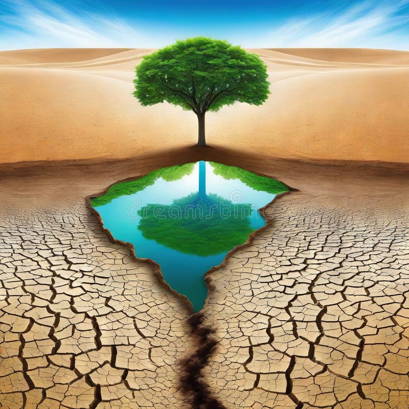 Split View of Landscape Half Green and Lush and Half Bare and ...