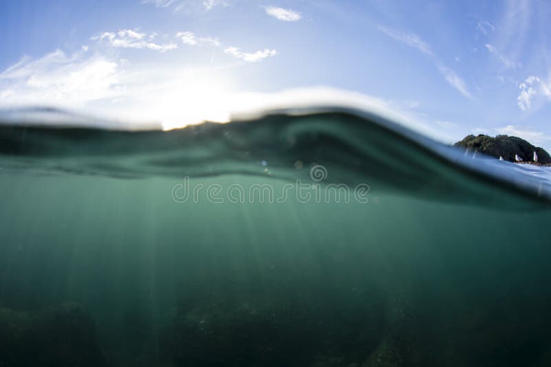 Half and Half of Ocean Surface Stock Photo - Image of element, clean ...