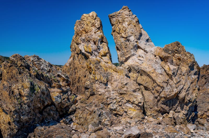 Split Volcanic Rock stock image. Image of valley, hill - 229791879