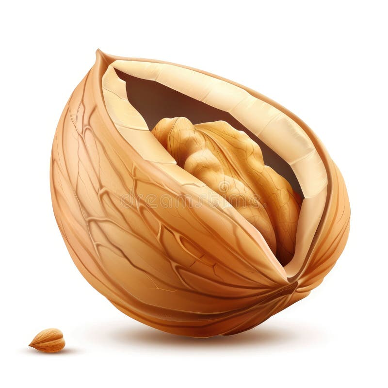 Cracked Walnut with Kernel, High-Detail Macro Shot Stock Illustration ...