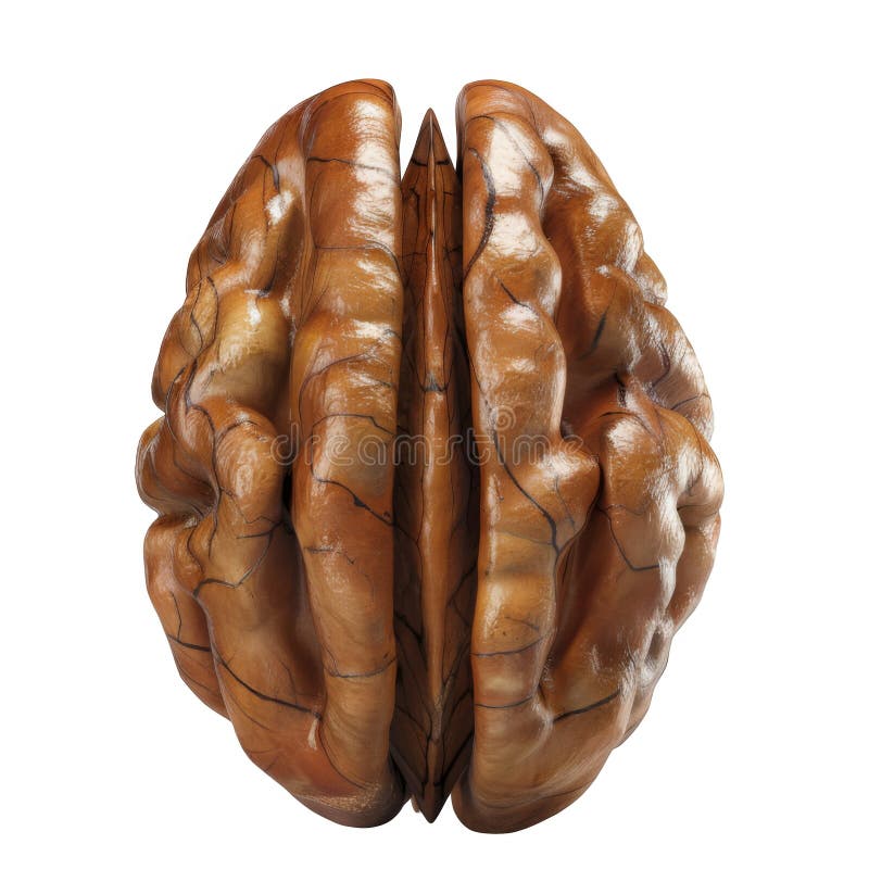 A Split Walnut Shell with Intricate Lines and Patterns Stock ...