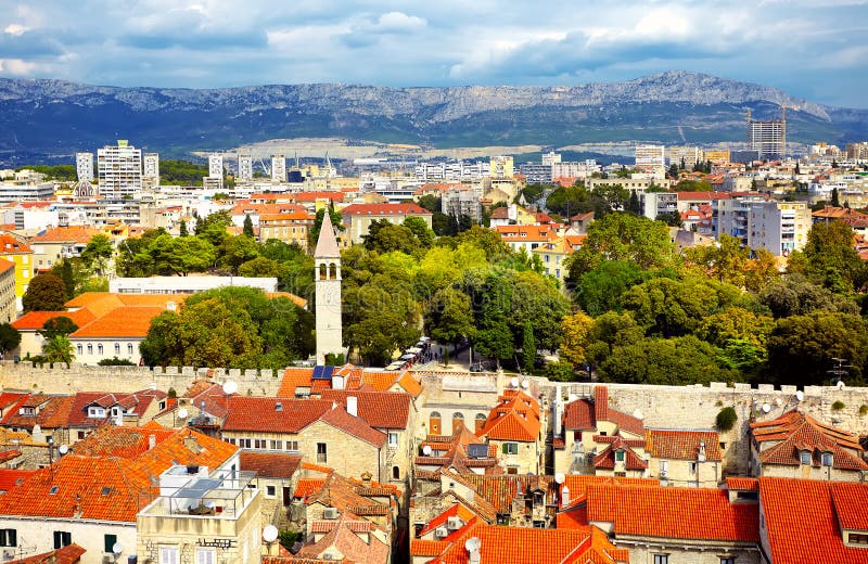 The Split Waterfront and Marjan Hill Aerial View, Dalmatia, Croatia ...
