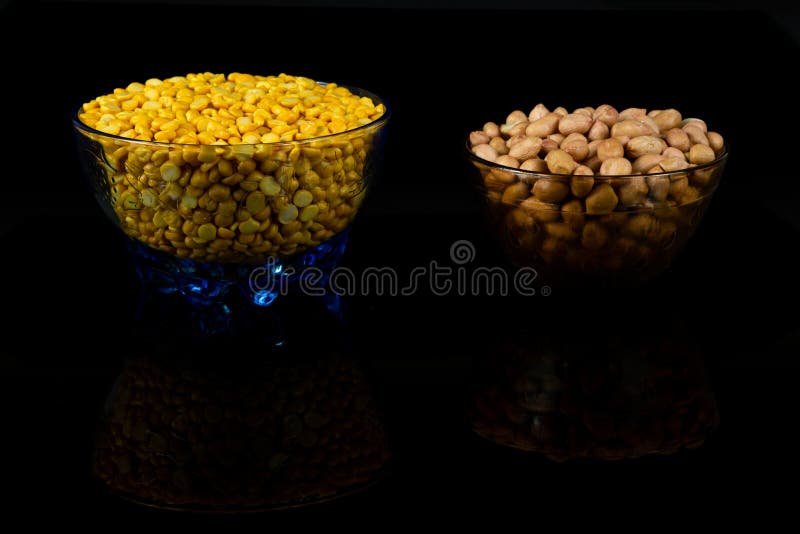 Split Yellow Gram and Ground Nut in a Bowl Stock Photo - Image of ...