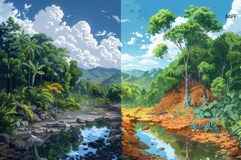 Before and after a Splitscreen Illustration Comparing a Healthy ...