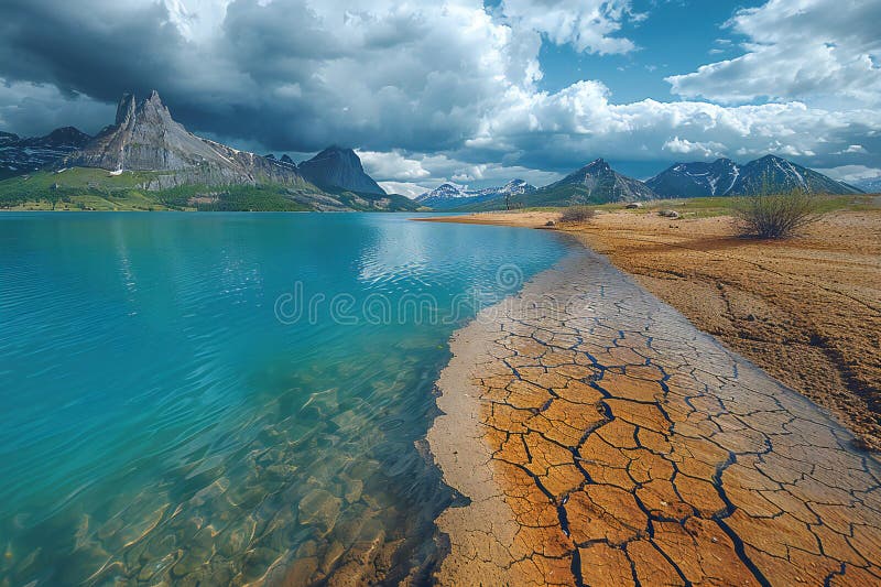 A Splitscreen Image Showing the Effects of Climate Change, with One ...