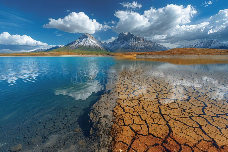 A Splitscreen Image Showing the Effects of Climate Change, with One ...