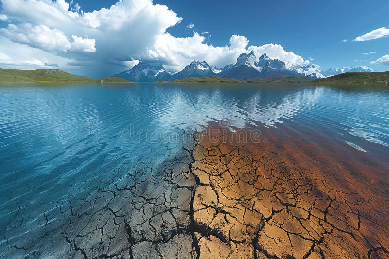 A Splitscreen Image Showing the Effects of Climate Change, with One ...
