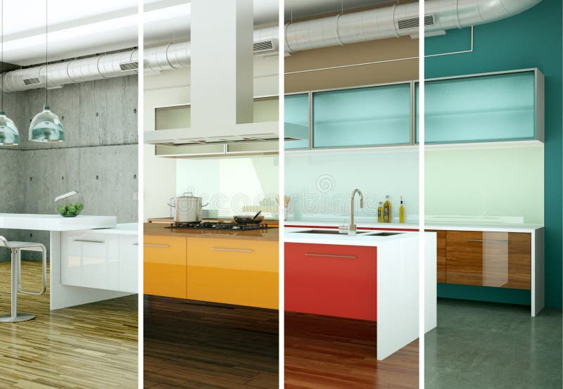 Splitted Color Variations of a Modern Kitchen with a Beautiful Design ...