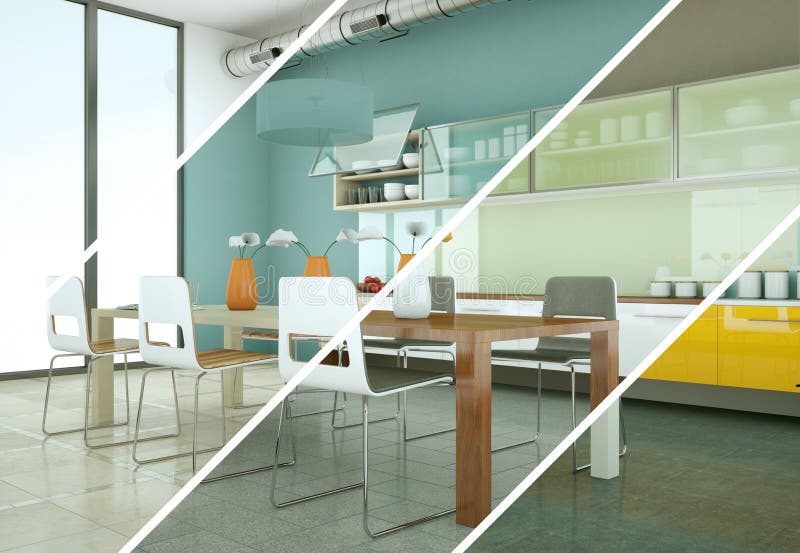 Splitted Color Variations of a Modern Kitchen with a Beautiful Design ...