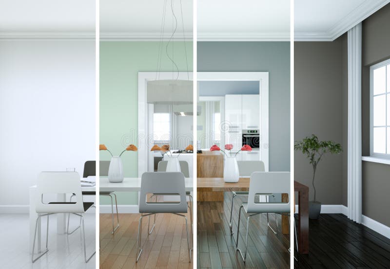 Splitted Color Variations of a Modern Loft Interior Design Stock ...