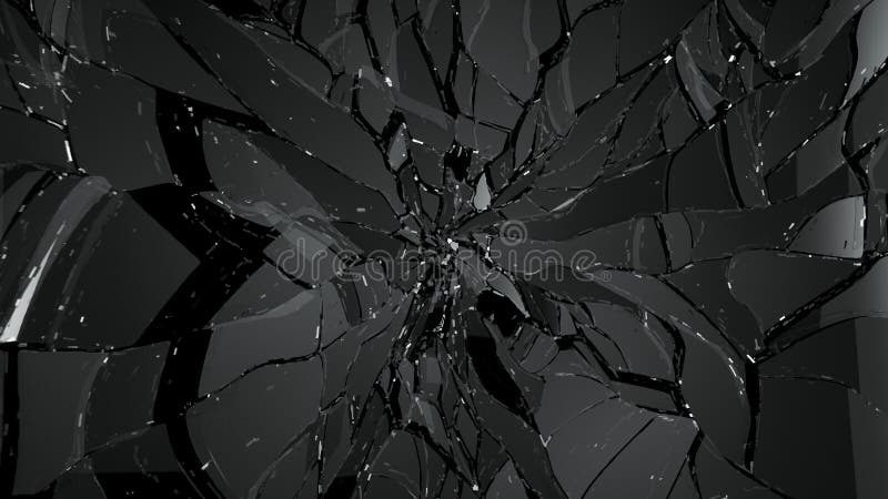 Splitted or cracked glass on black. Mirror, divide. - Stock Image ...