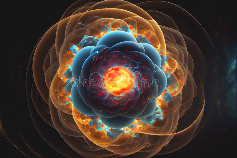 The atom quantum physics stock illustration. Illustration of purple ...