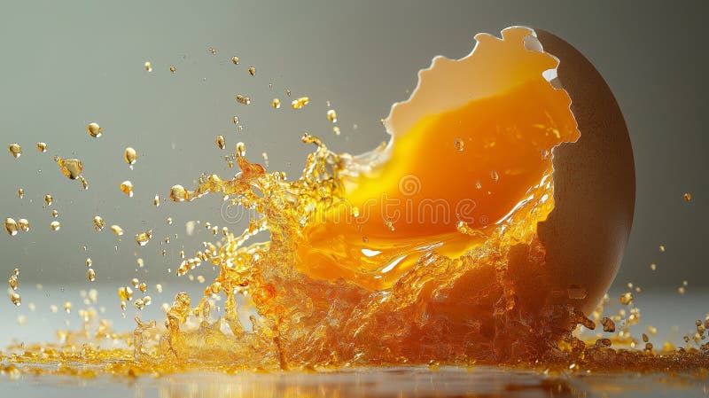 Splitting Egg Shell with Yolk Spilling Out in a Creative Kitchen ...