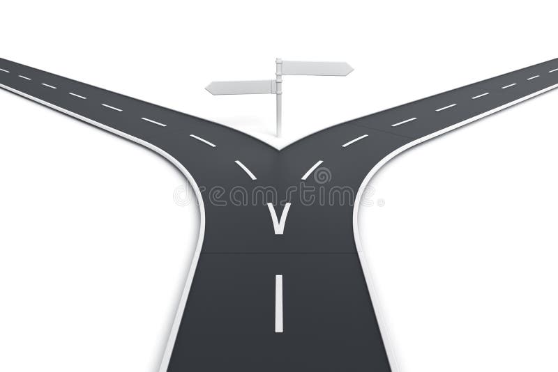 Splitting Road With Blank Road Signs Stock Illustration - Illustration ...