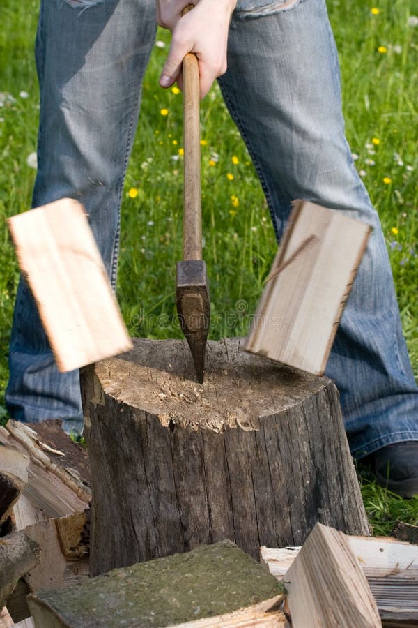 Splitting wood stock image. Image of chopping, people - 5166237