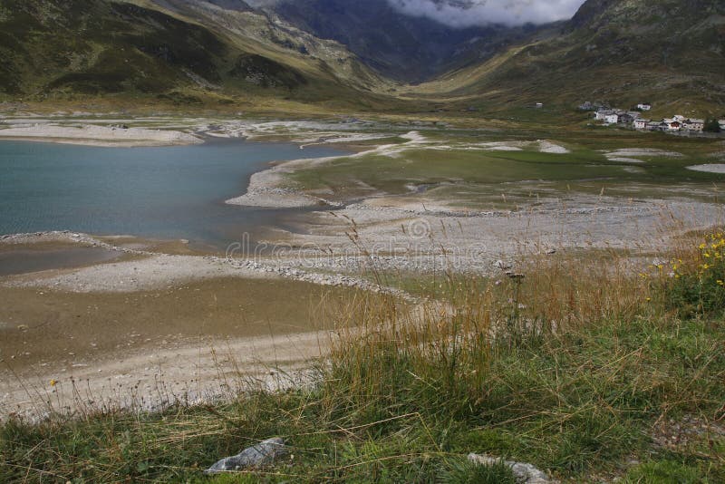 Spluegenpass with the Monte Spluga Reservoir and Surrounding Mountains ...