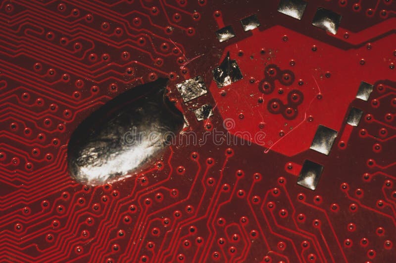 Spoiled Motherboard Close Up. Circuit Board with Dust and Defects ... Spoiled Motherboard Close Up. Circuit Board with Dust and Defects ...