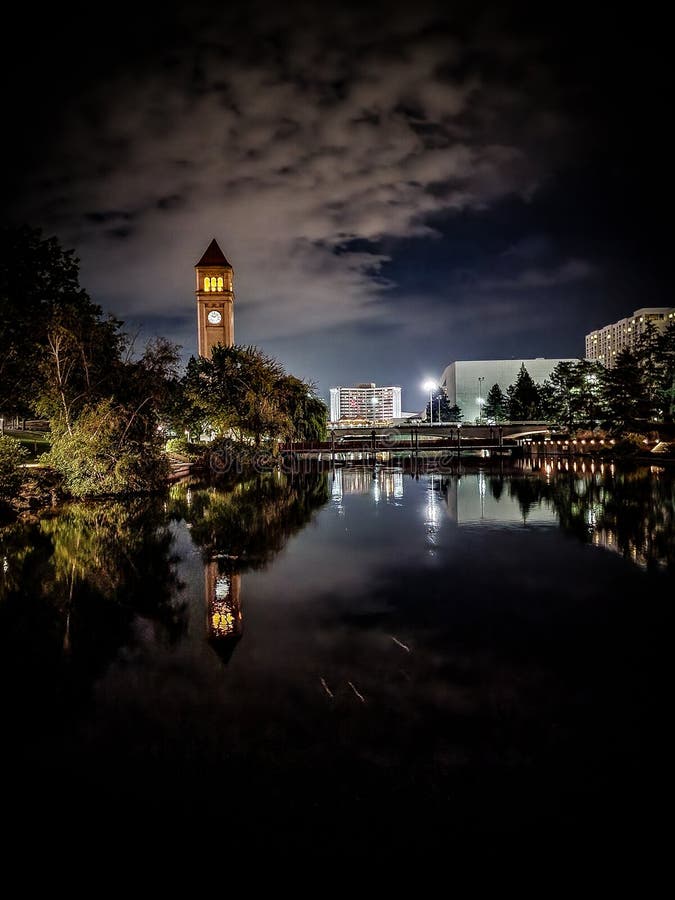 Spokane clock tower stock image. Image of morning, spokane - 270578641