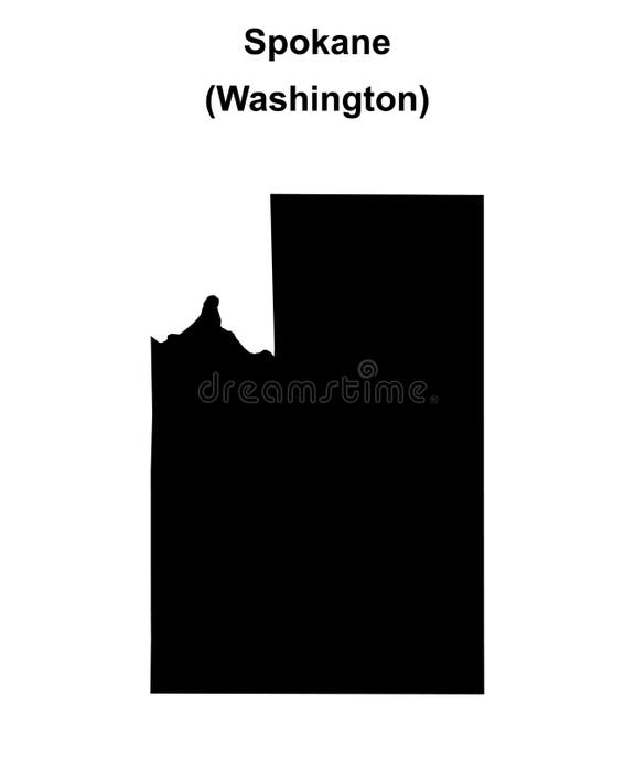 Spokane outline map stock vector. Illustration of county - 361875068