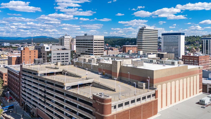 Spokane Downtown Washington Aerial View Stock Photo - Image of city ...