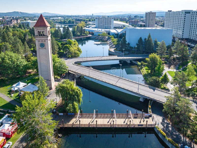 Spokane Landmark Washington Clocktower Downtown Stock Image - Image of ...