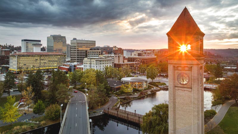 Spokane Landmark Washington Clocktower Downtown Editorial Photo - Image ...
