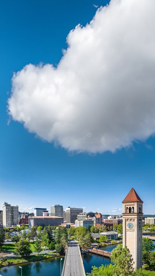Spokane Landmark Washington Clocktower Downtown Stock Photo - Image of ...