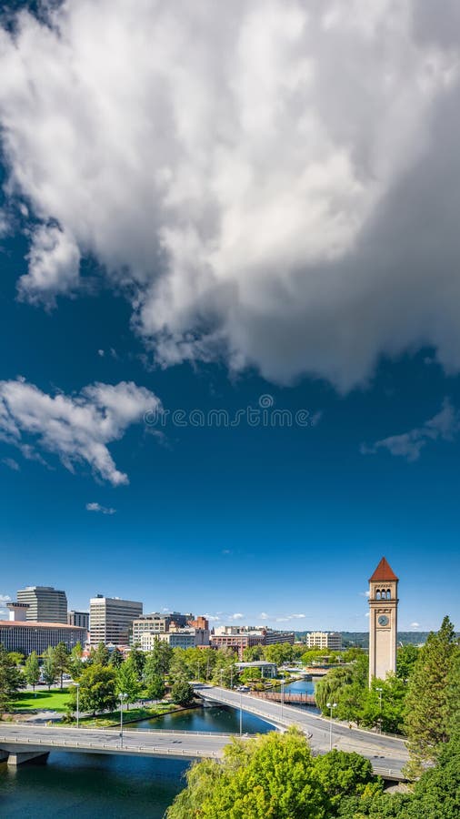 Spokane Landmark Washington Clocktower Downtown Stock Photo - Image of ...