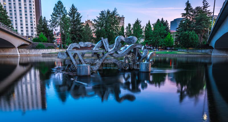 Spokane River in Riverfront Park with Clock Tower Editorial Stock Image ...