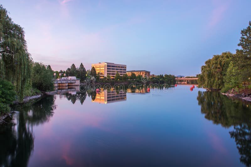 Spokane River in Riverfront Park with Clock Tower Editorial Photography ...