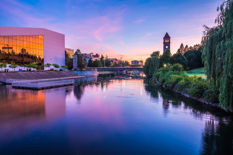 Spokane River in Riverfront Park with Clock Tower Editorial Stock Image ...