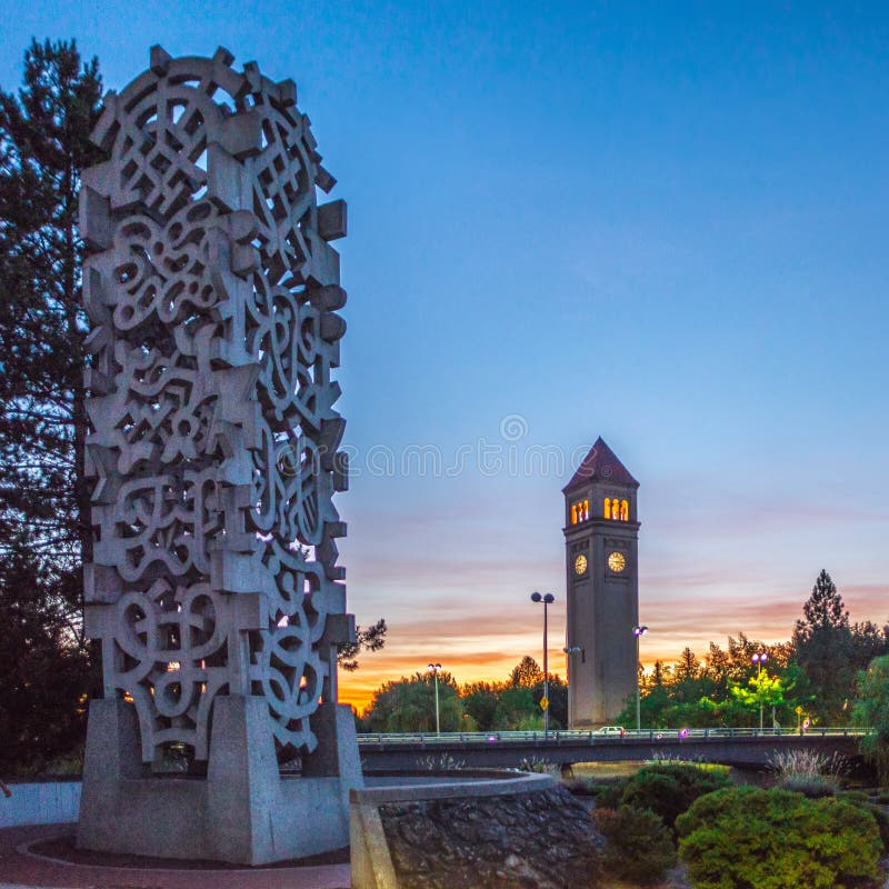 Spokane River in Riverfront Park with Clock Tower Editorial Stock Photo ...
