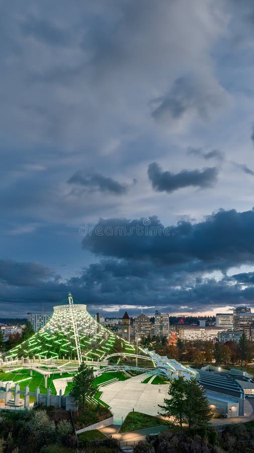 Spokane Sunset Downtown Tower Main Street Stock Image - Image of ...