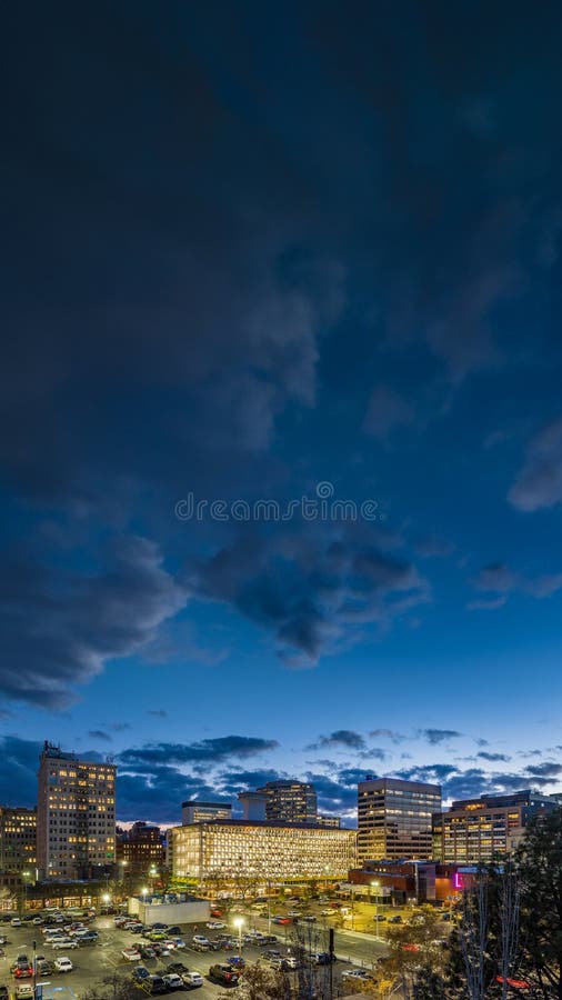 Spokane Sunset Downtown Tower Main Street Stock Photo - Image of ...