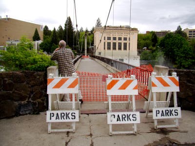 Spokane Suspension Bridge Closed Editorial Stock Photo - Image of ...