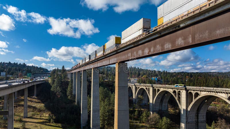 Spokane Train Railway Bridge Washington Transport Stock Image - Image ...