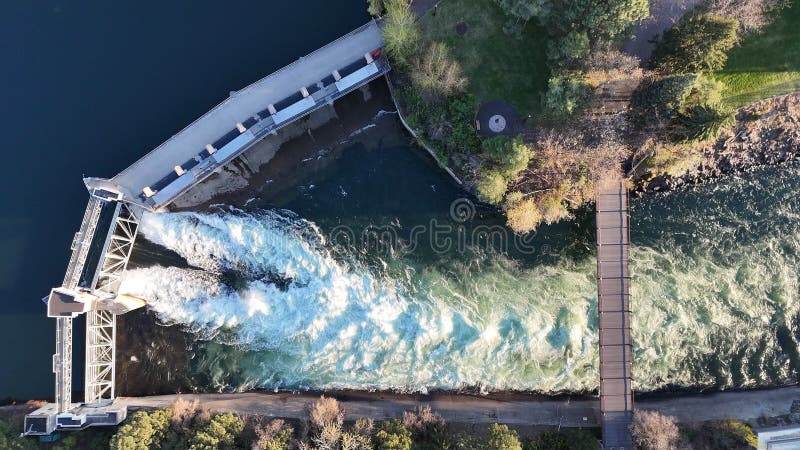 Spokane Upper Falls Flow River Stock Video - Video of waterway ...