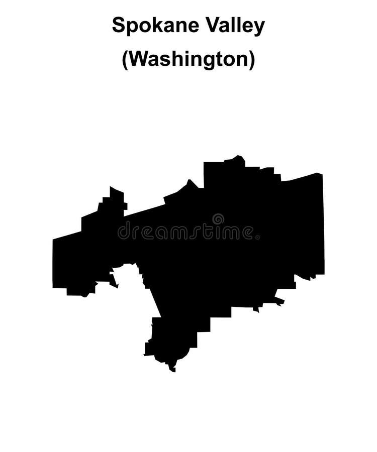Spokane Valley outline map stock vector. Illustration of tourism ...