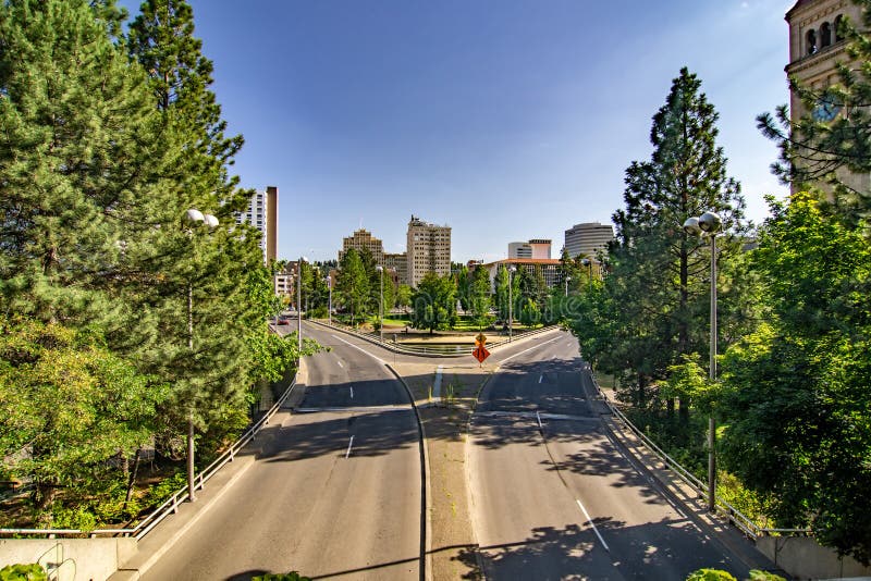 Spokane Washington Downtown in Summer Stock Image - Image of summer ...