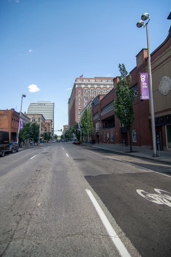 Spokane Downtown Aerial View Day Autumn Editorial Photography - Image ...