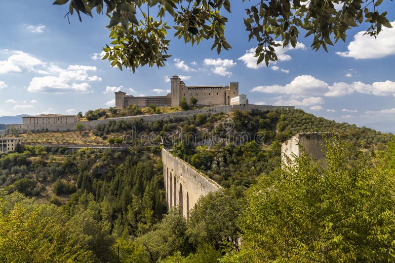 Spoleto Castle with Aqueduct in Umbria, Italy Stock Photo - Image of monument, tourism: 245309722