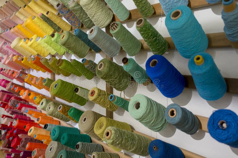 Spolls of colorful yarns stock image. Image of group - 116130683