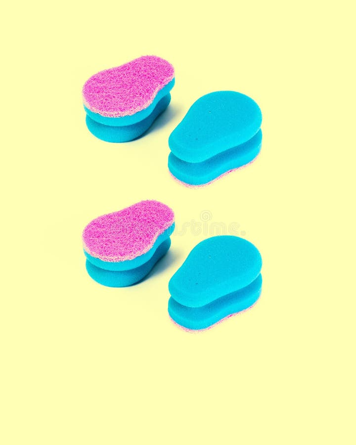 Sponge Attack. Yellow Background. Stock Image - Image of icon, kitchen ...