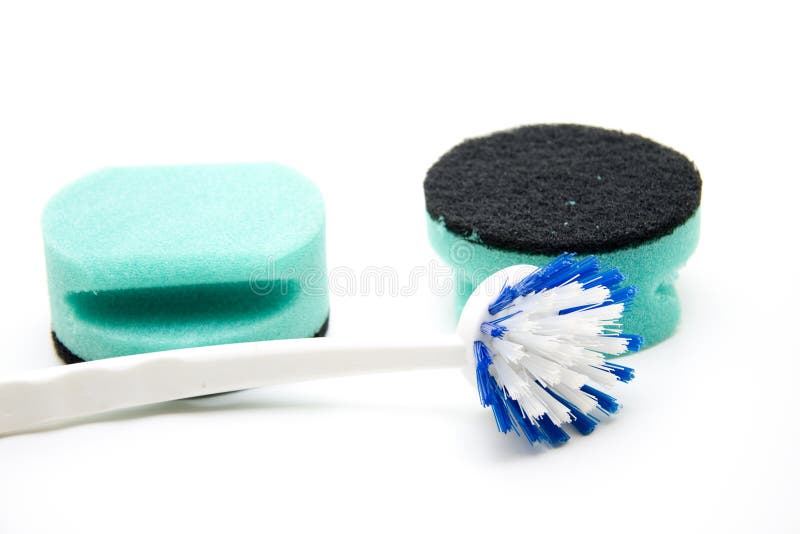 Sponge with brush stock photo. Image of exempted, household - 14424788
