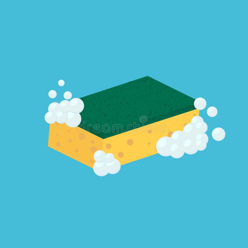 Sponge with Bubbles Icon Isolated on White Background. Vector ...