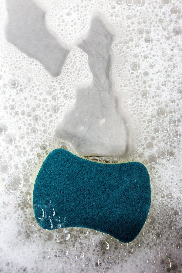 Sponge with Bubbles in the Sink Stock Image - Image of concept ...