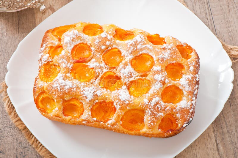 Sponge cake with apricots stock image. Image of apricot - 32516045