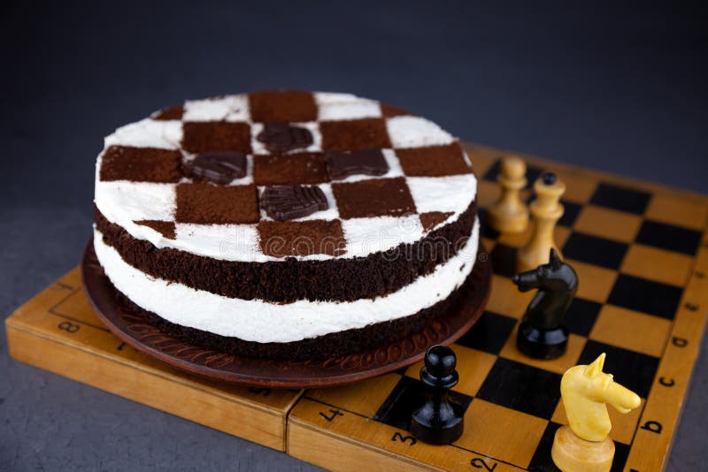 Sponge Cake with Butter Cream. Cake in the Form of a Chessboard. a Gift ...