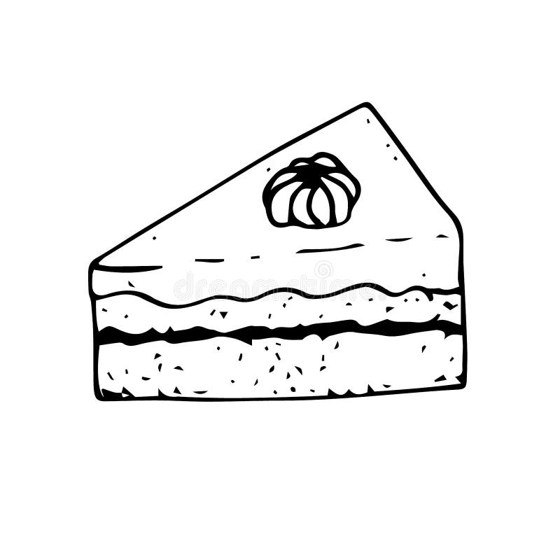 Sponge Cake With Cream Vector Illustration Hand Drawn Sketch Stock Illustration Illustration